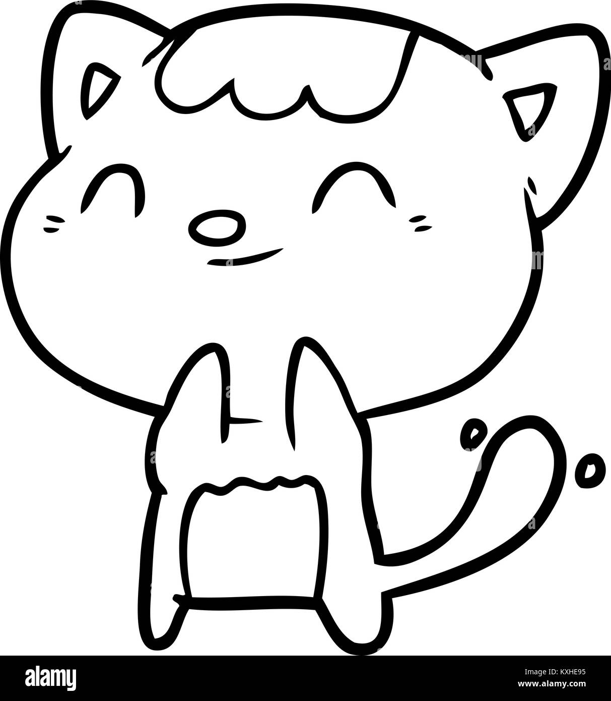 cute line drawing of a happy little cat Stock Vector Image & Art - Alamy