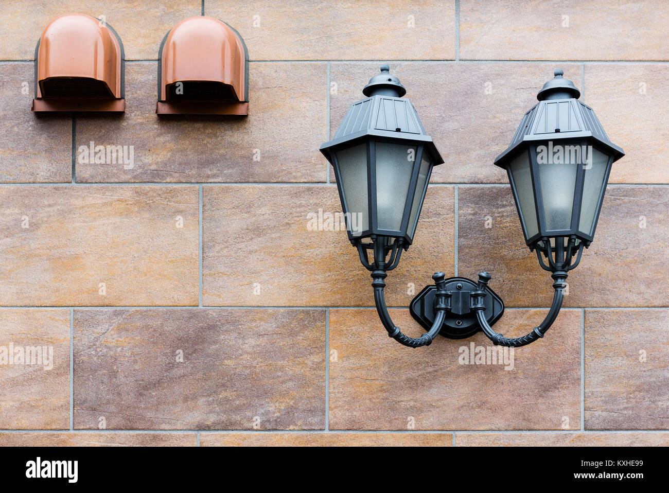 wall lantern installed on the wall Stock Photo - Alamy