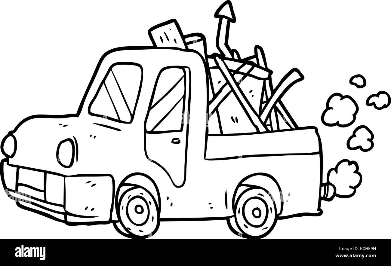 line drawing of a old truck full of junk Stock Vector Image & Art - Alamy