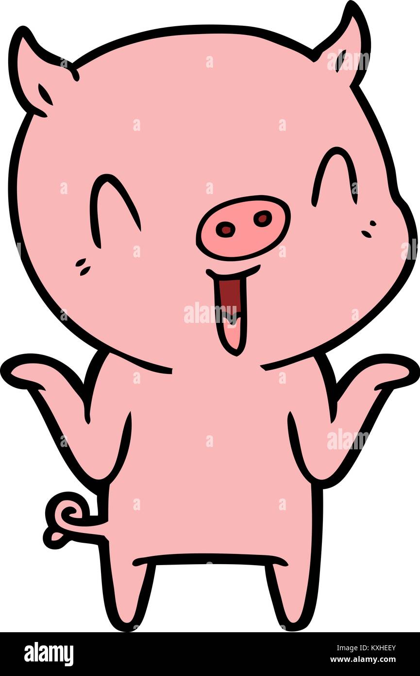 happy cartoon pig Stock Vector Image & Art - Alamy