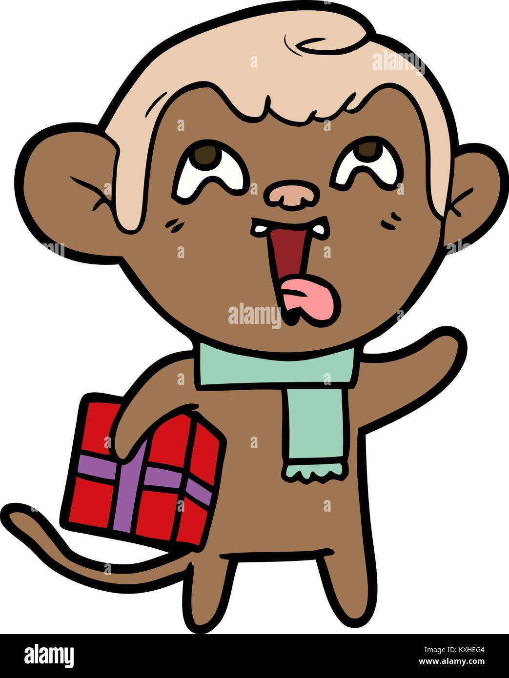 crazy cartoon monkey with christmas present Stock Vector Image & Art ...