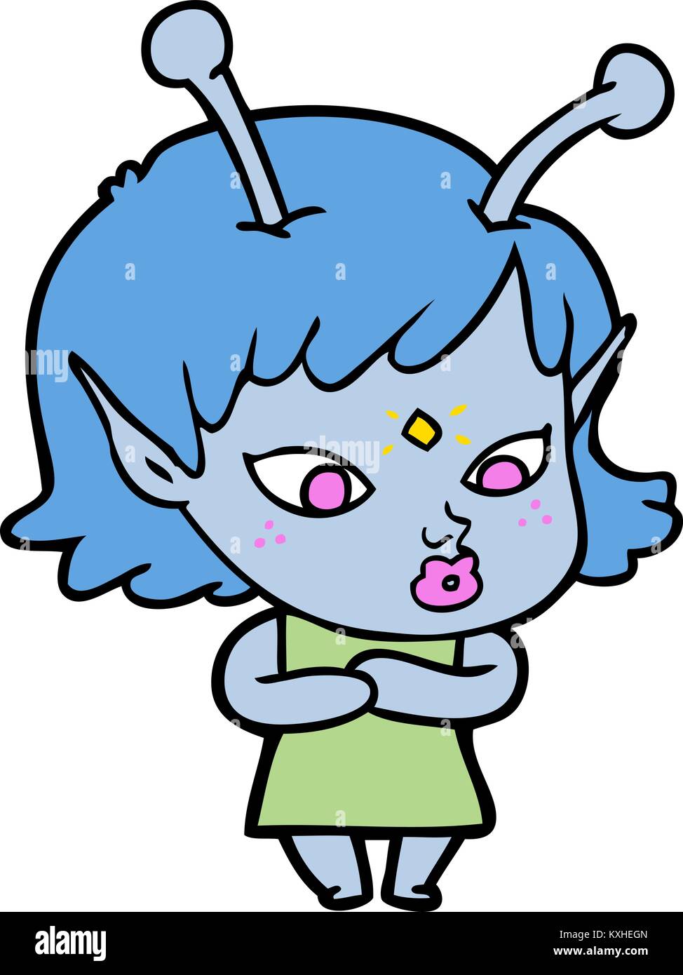 pretty cartoon alien girl Stock Vector Image & Art - Alamy