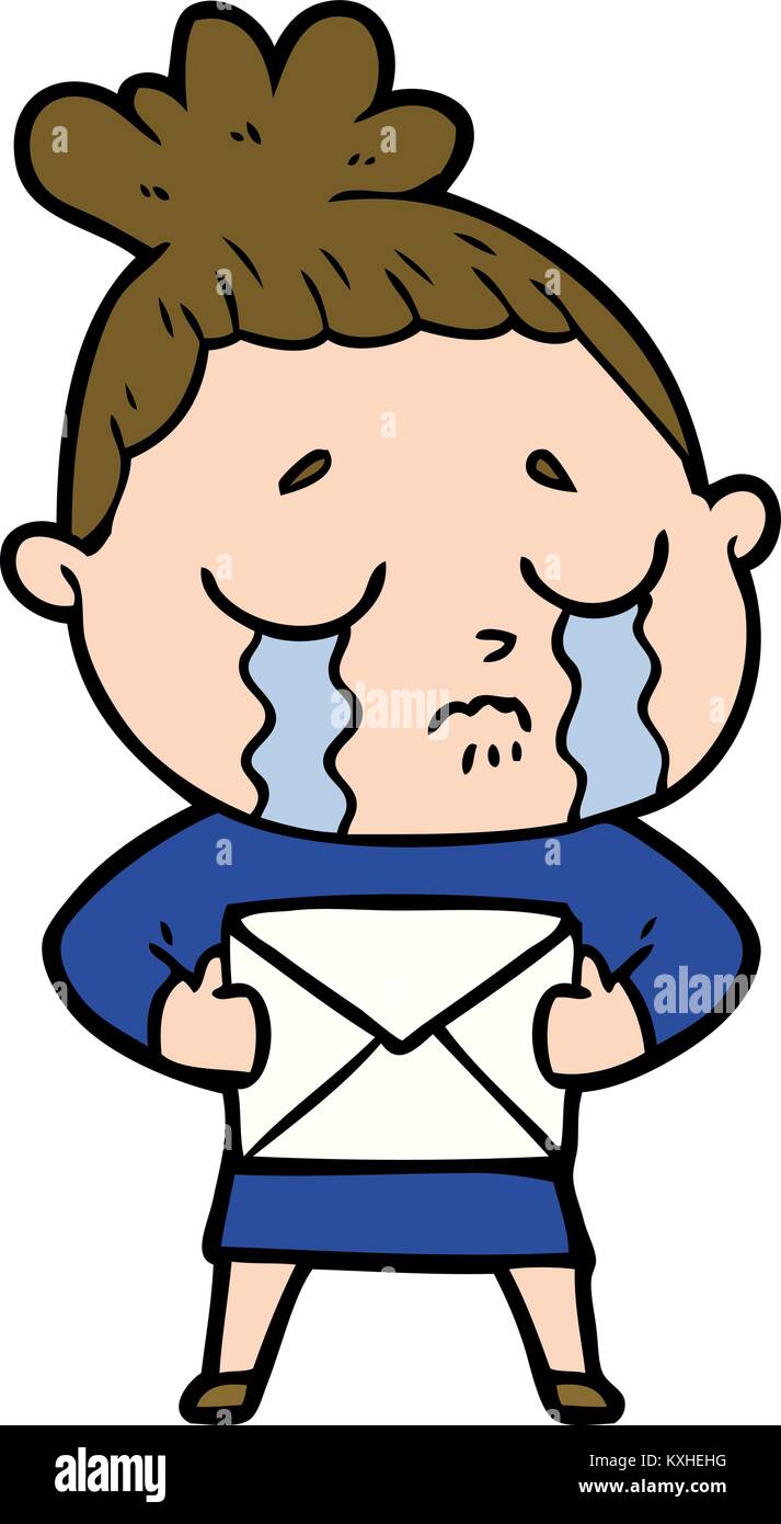 cartoon crying woman with letter Stock Vector Image & Art - Alamy