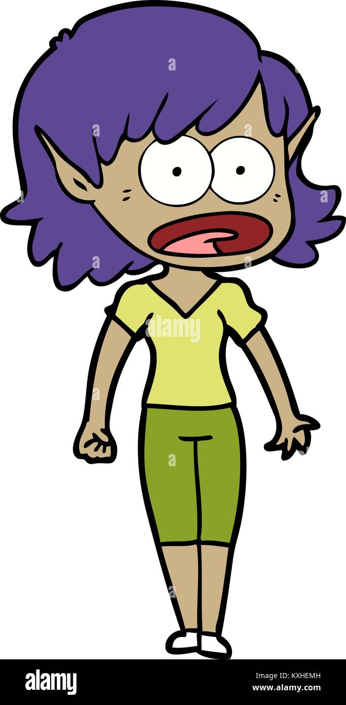 cartoon shocked elf girl Stock Vector Image & Art - Alamy