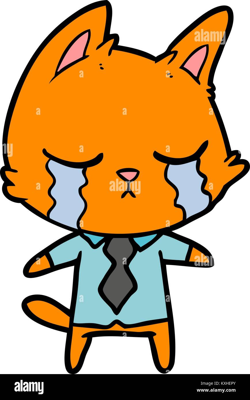 crying cartoon office worker cat Stock Vector Image & Art - Alamy