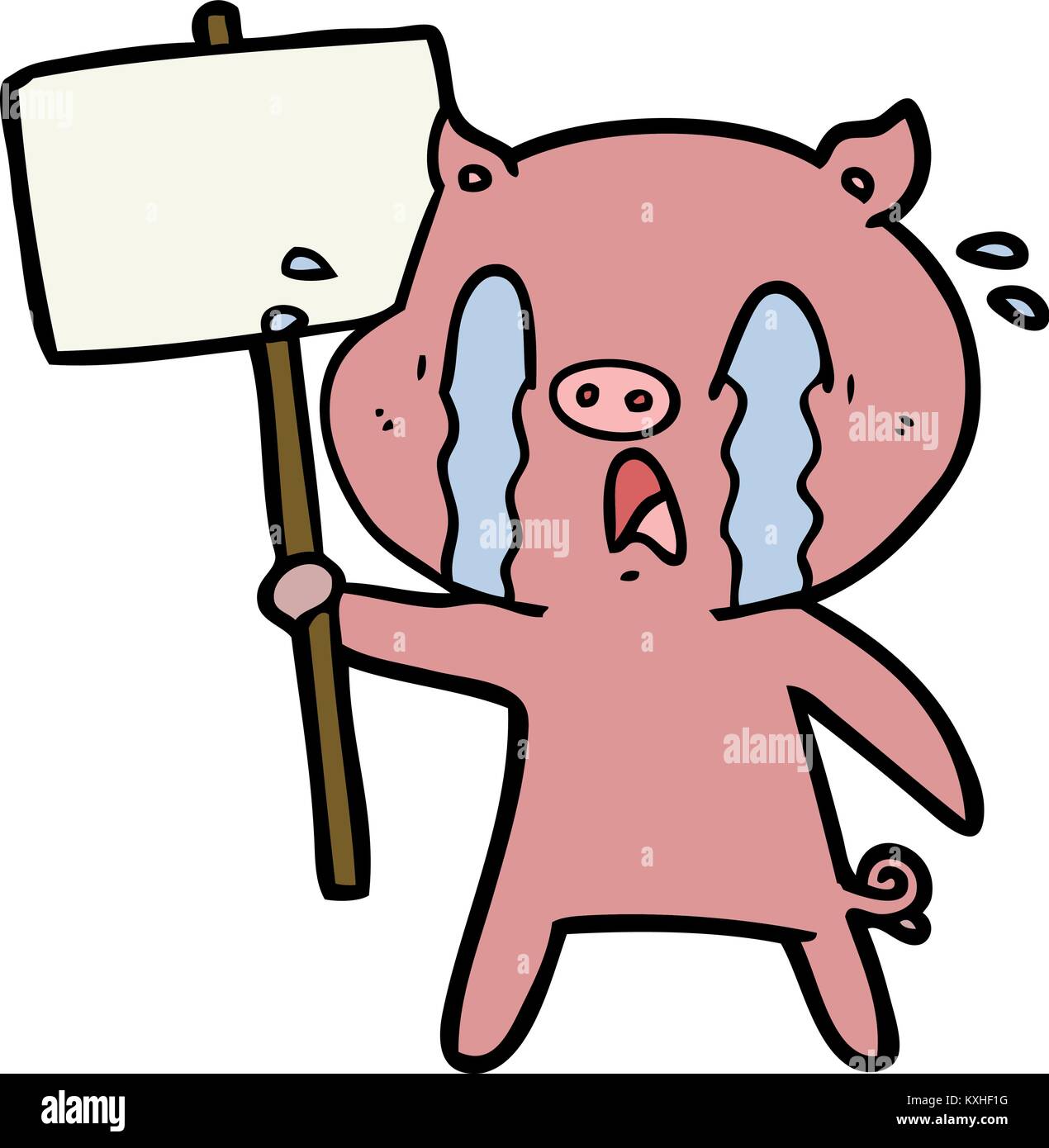 crying pig cartoon with protest sign Stock Vector Image & Art - Alamy