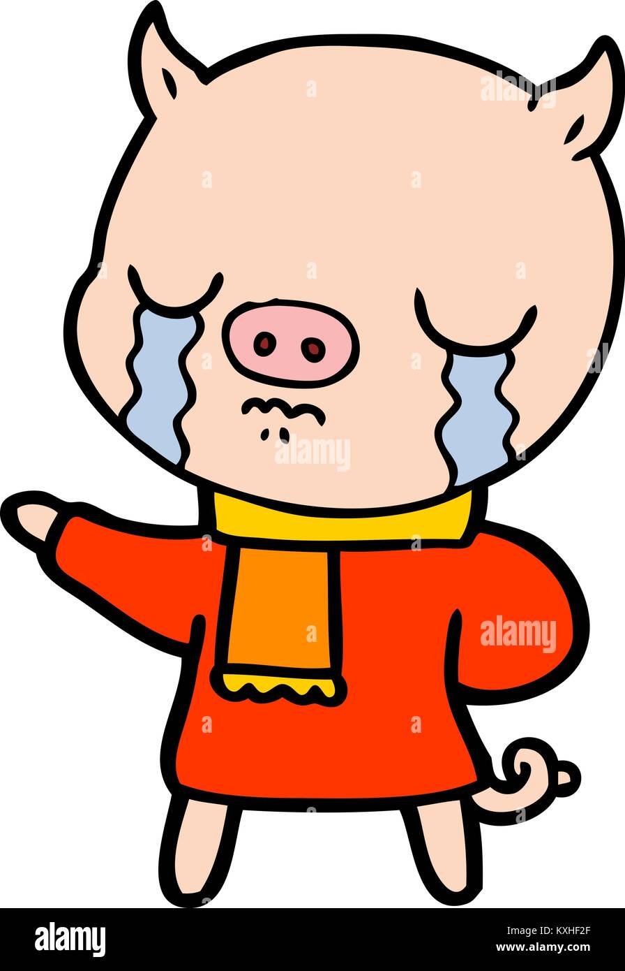 cartoon crying pig wearing scarf Stock Vector Image & Art - Alamy
