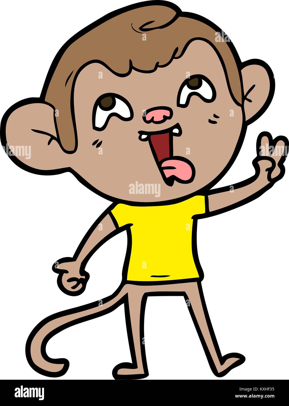 crazy cartoon monkey giving peace sign Stock Vector Image & Art - Alamy