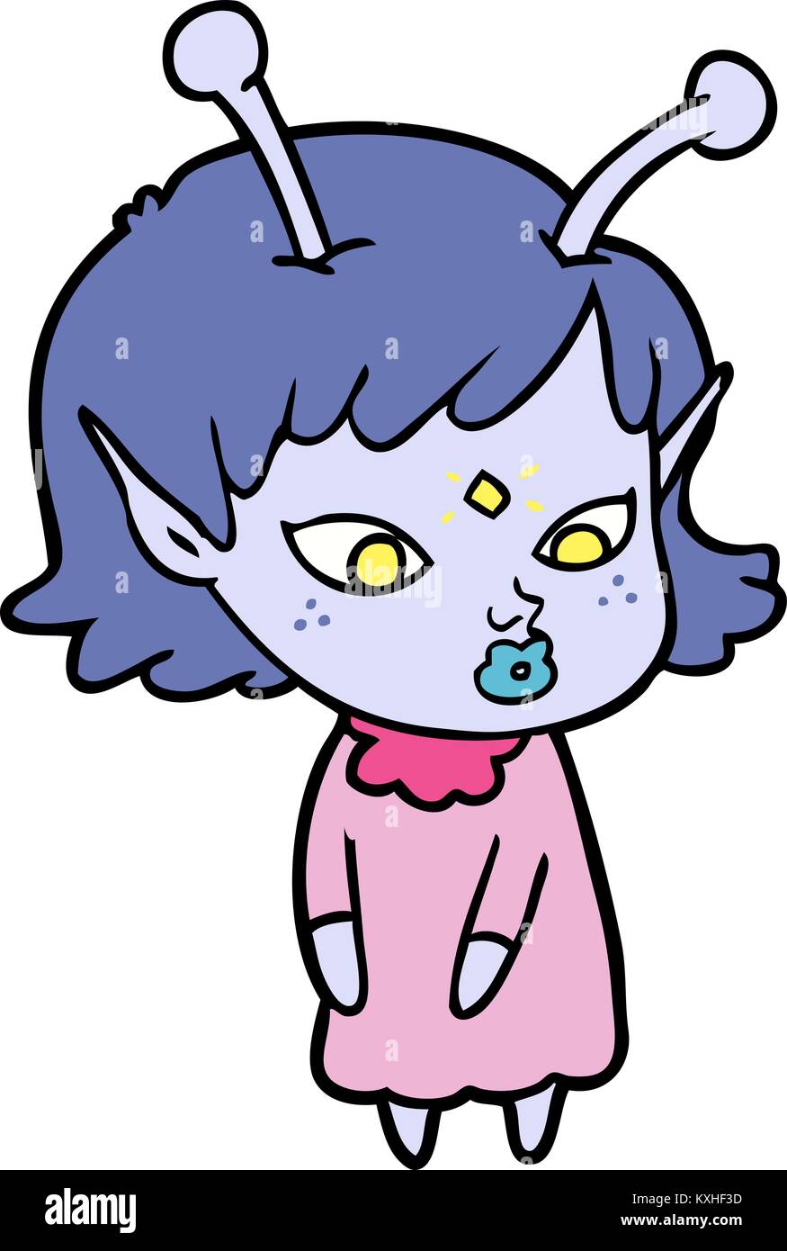 pretty cartoon alien girl Stock Vector Image & Art - Alamy