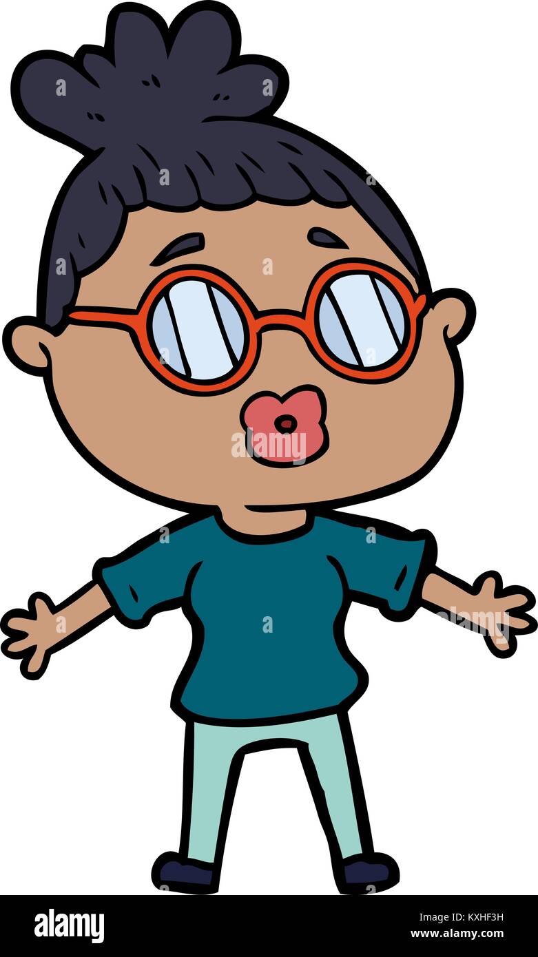 cartoon woman wearing spectacles Stock Vector Image & Art - Alamy