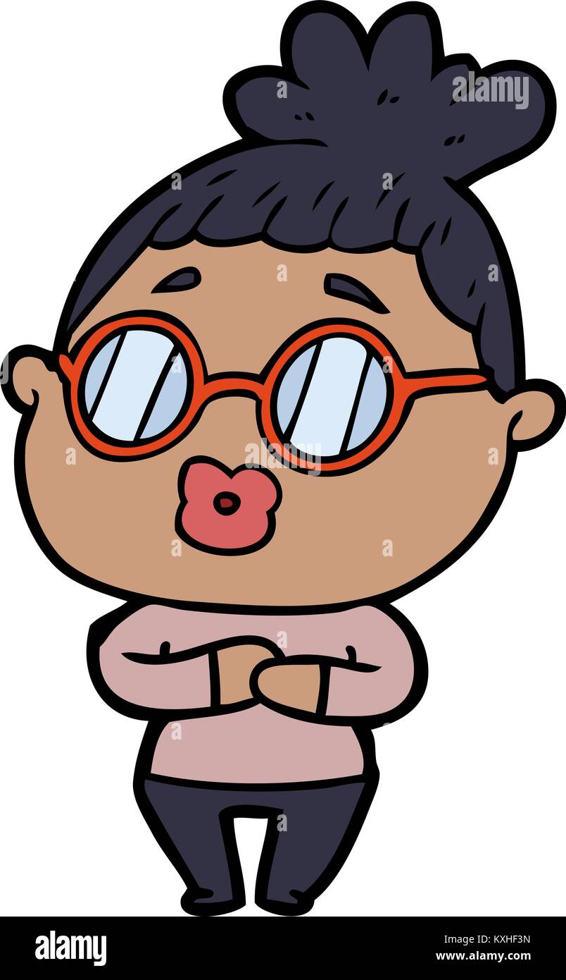 cartoon woman wearing spectacles Stock Vector Image & Art - Alamy