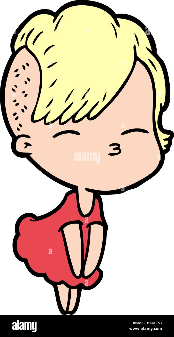 cartoon squinting girl in dress Stock Vector Image & Art - Alamy
