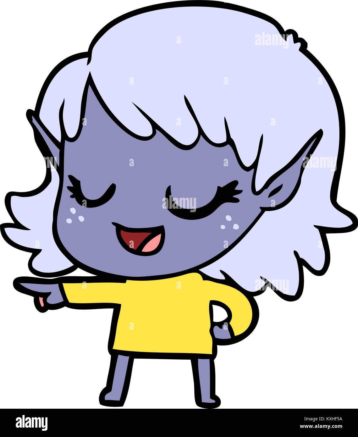 happy cartoon elf girl pointing Stock Vector Image & Art - Alamy