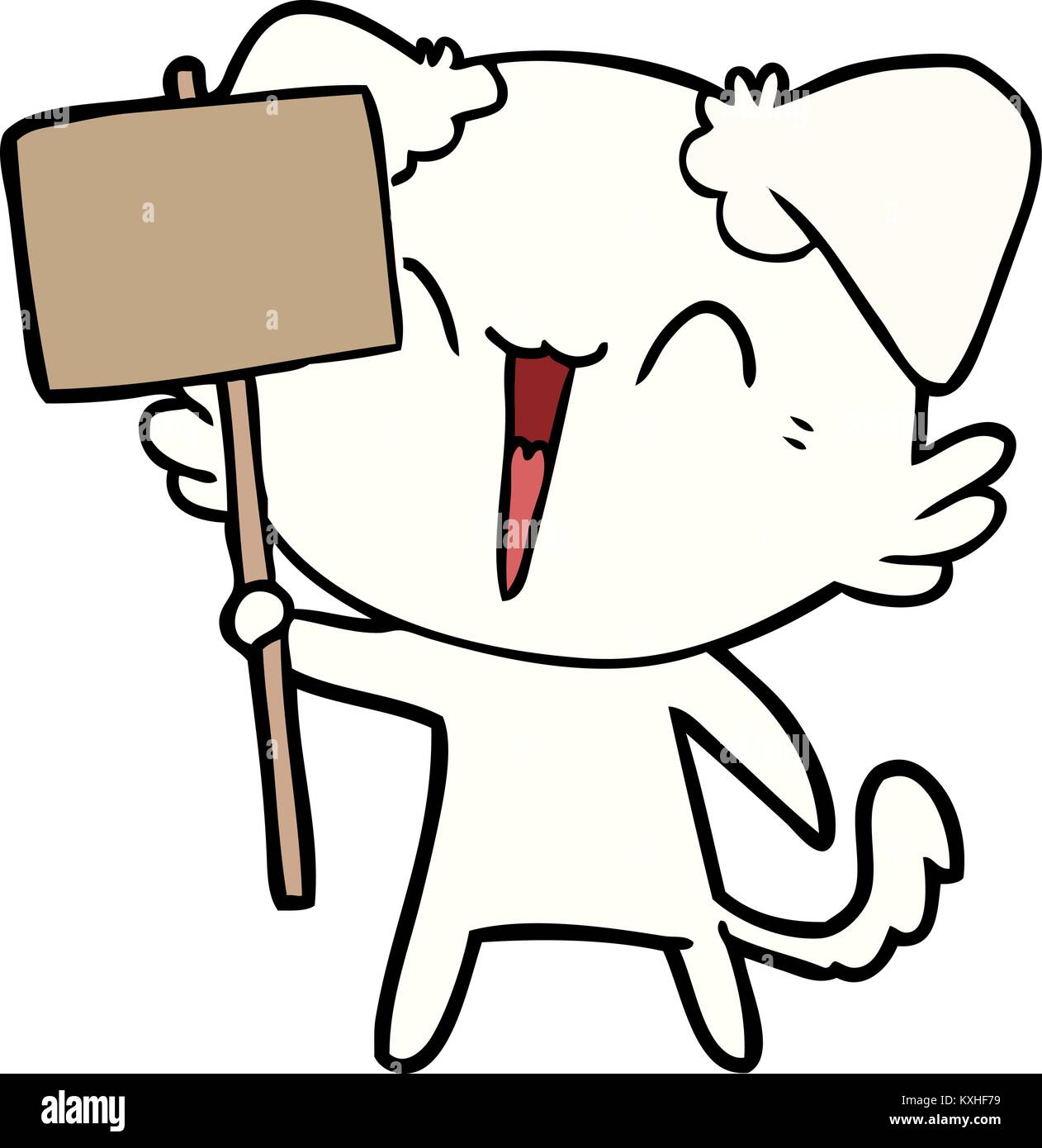 happy little cartoon dog holding sign Stock Vector Image & Art - Alamy