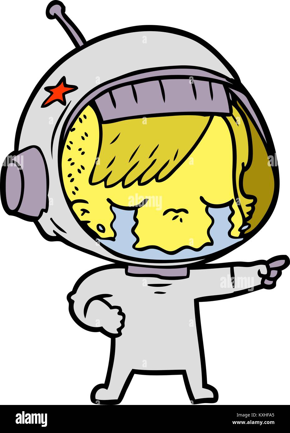 cartoon crying astronaut girl Stock Vector Image & Art - Alamy