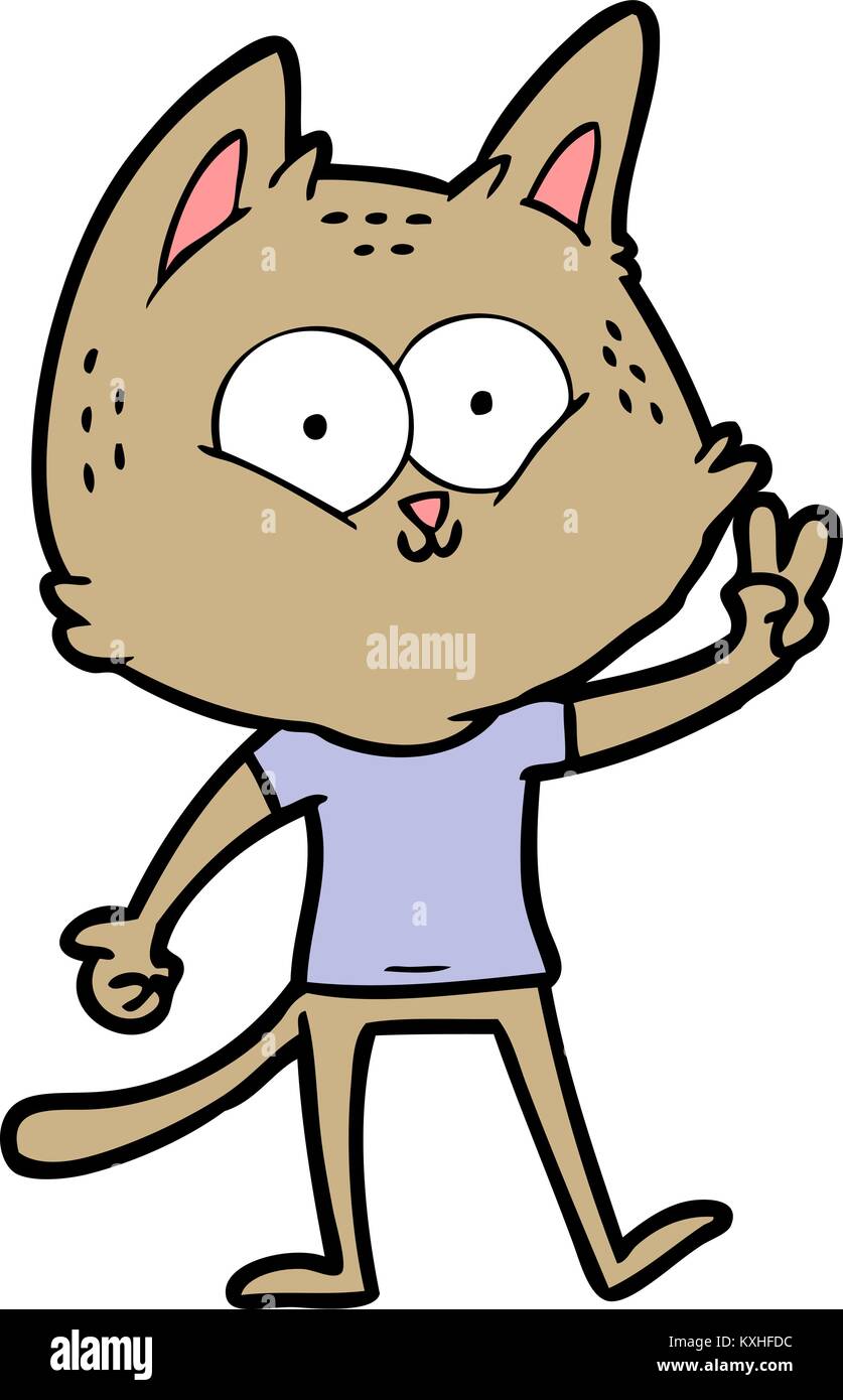 cartoon cat giving peace sign Stock Vector Image & Art - Alamy