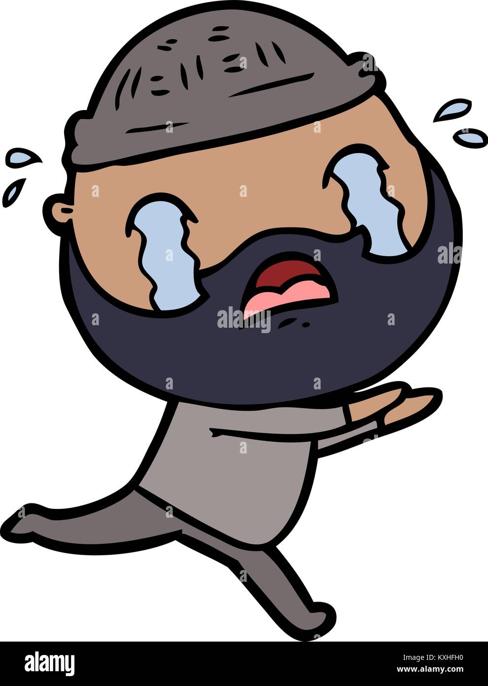 cartoon bearded man crying Stock Vector Image & Art - Alamy