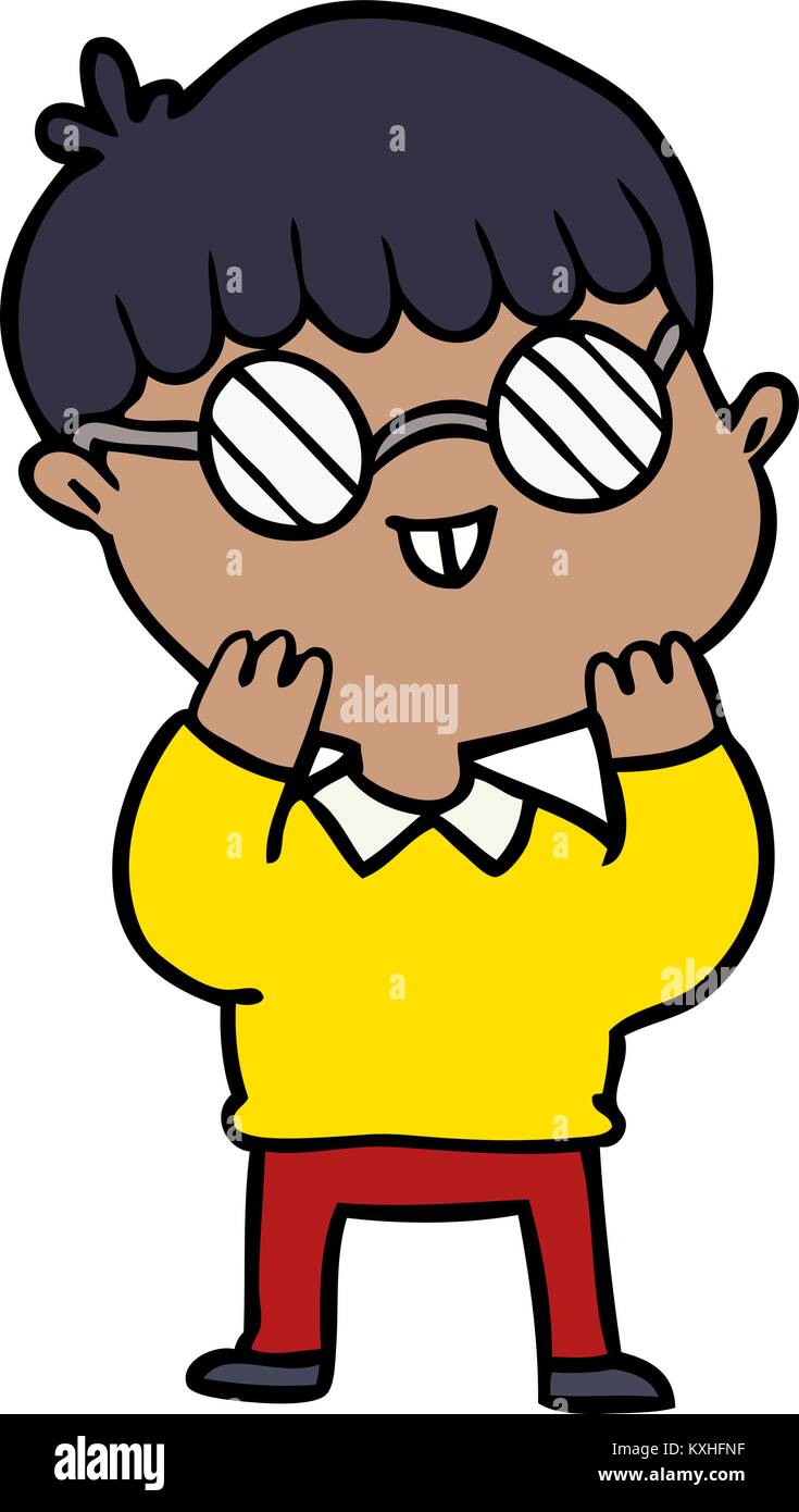 cartoon boy wearing spectacles Stock Vector Image & Art - Alamy