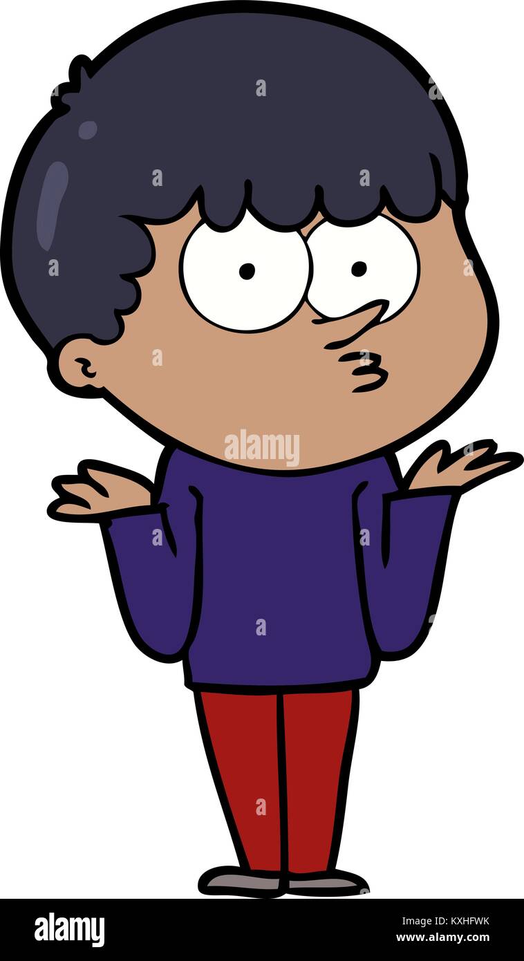 cartoon curious boy shrugging shoulders Stock Vector Image & Art - Alamy