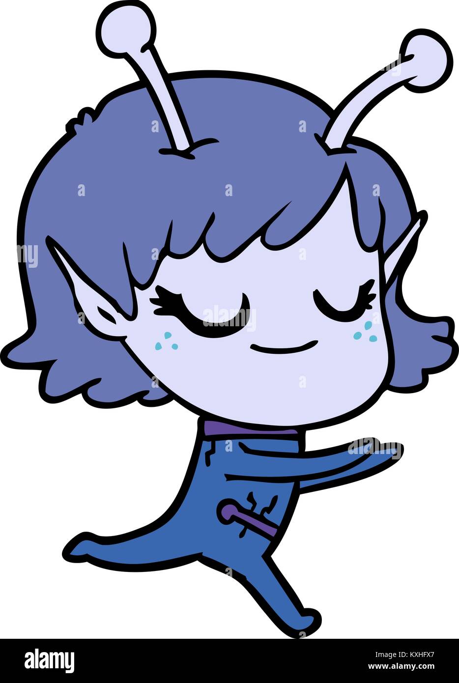 smiling alien girl cartoon running Stock Vector Image & Art - Alamy