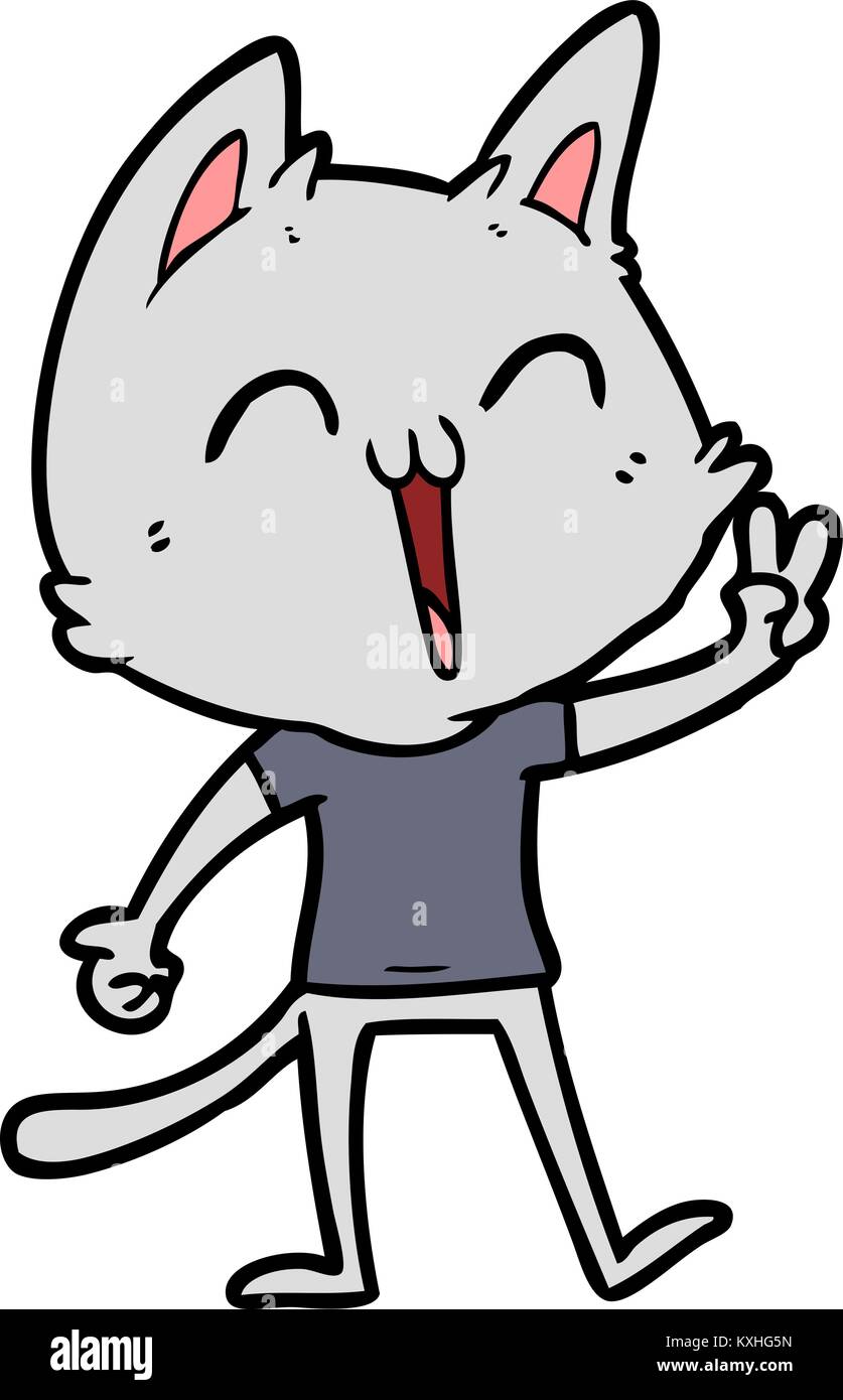happy cartoon cat meowing Stock Vector Image & Art - Alamy
