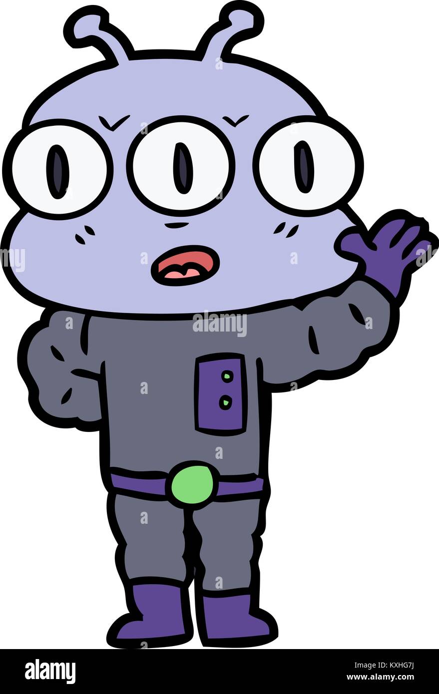 cartoon three eyed alien Stock Vector Image & Art - Alamy