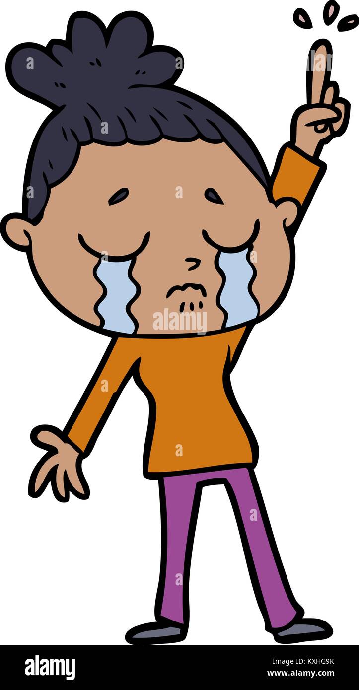 cartoon crying woman raising hand Stock Vector Image & Art - Alamy