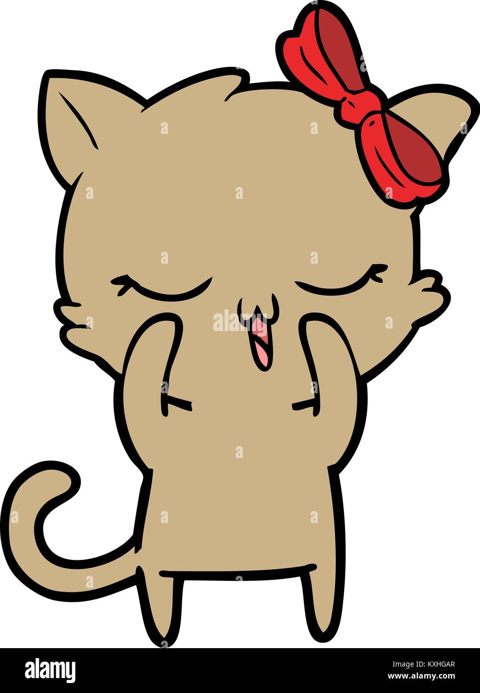 cartoon cat with bow on head Stock Vector Image & Art - Alamy