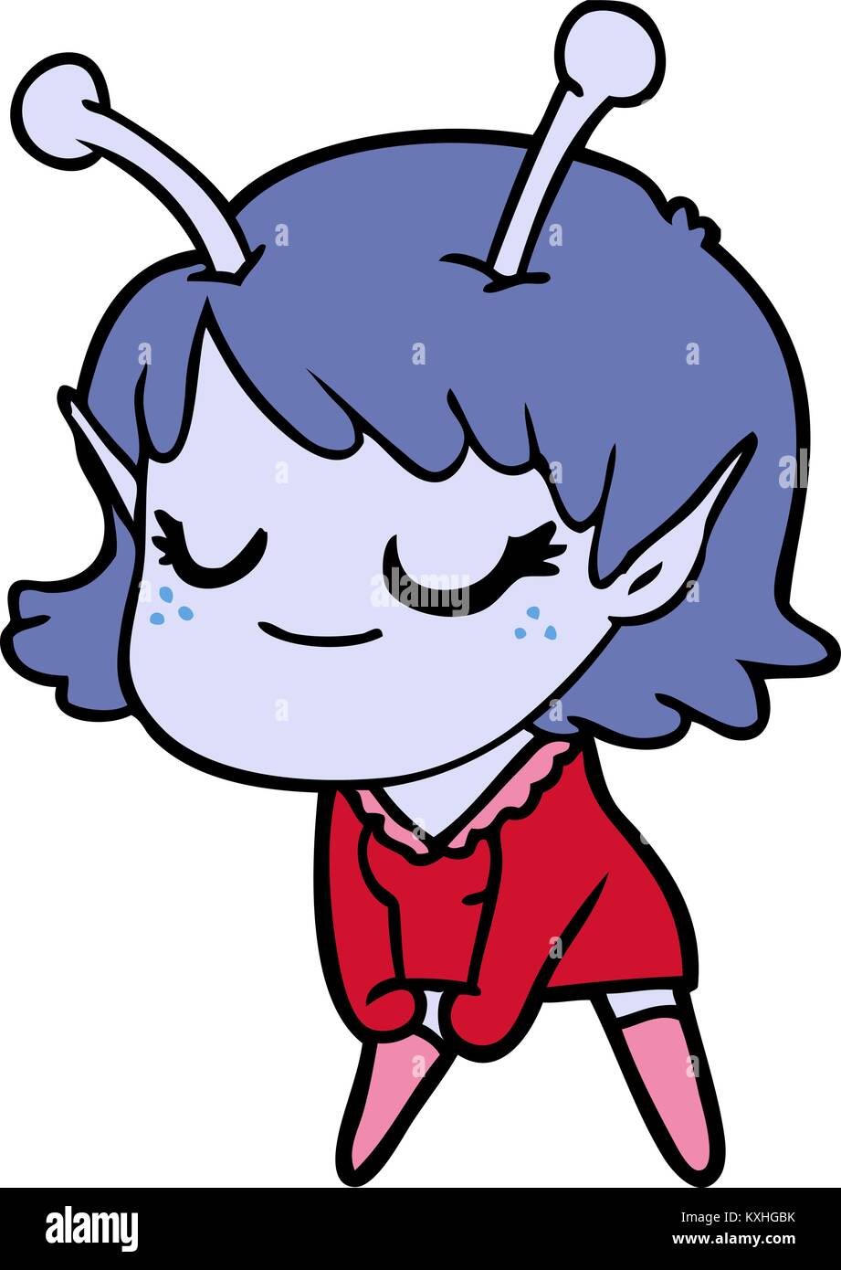 smiling alien girl cartoon Stock Vector Image & Art - Alamy