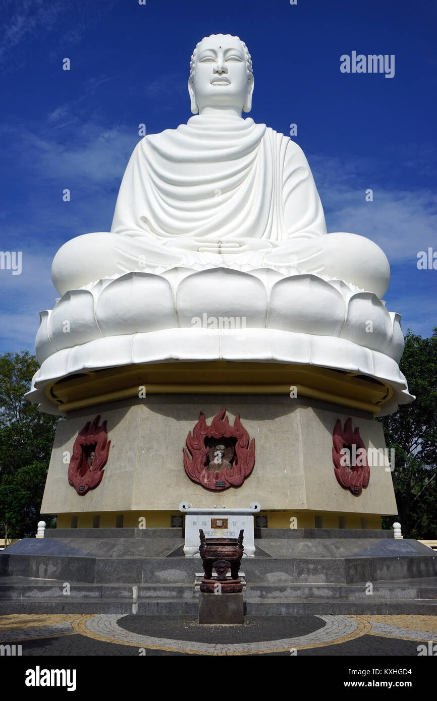 NHA TRANG, VIETNAM - CIRCA JANUARY 2017 Big white Buddha statue in Long ...