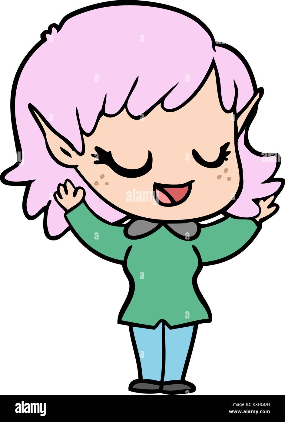 happy cartoon elf girl Stock Vector Image & Art - Alamy