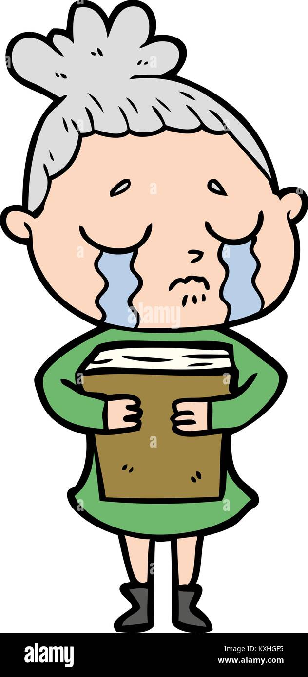 cartoon crying woman holding book Stock Vector Image & Art - Alamy