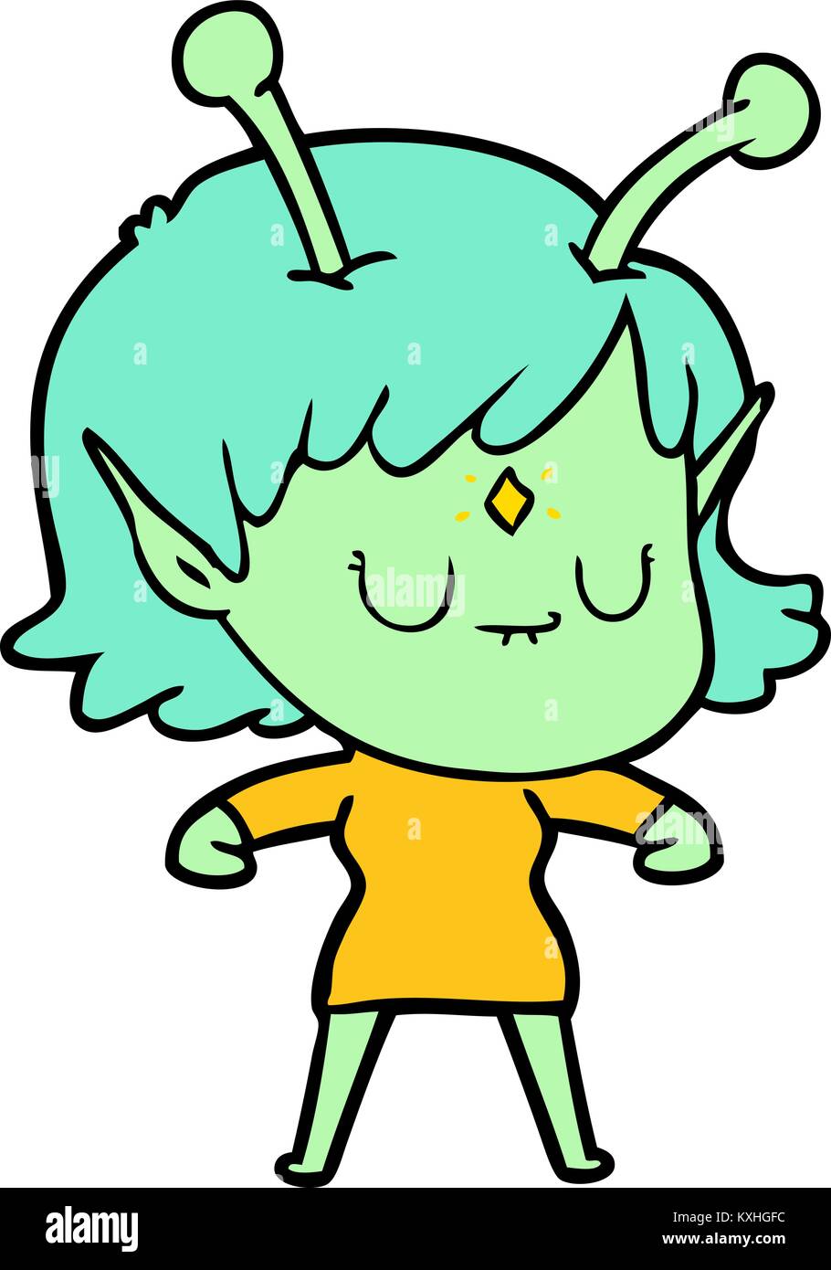 cartoon alien girl Stock Vector Image & Art - Alamy