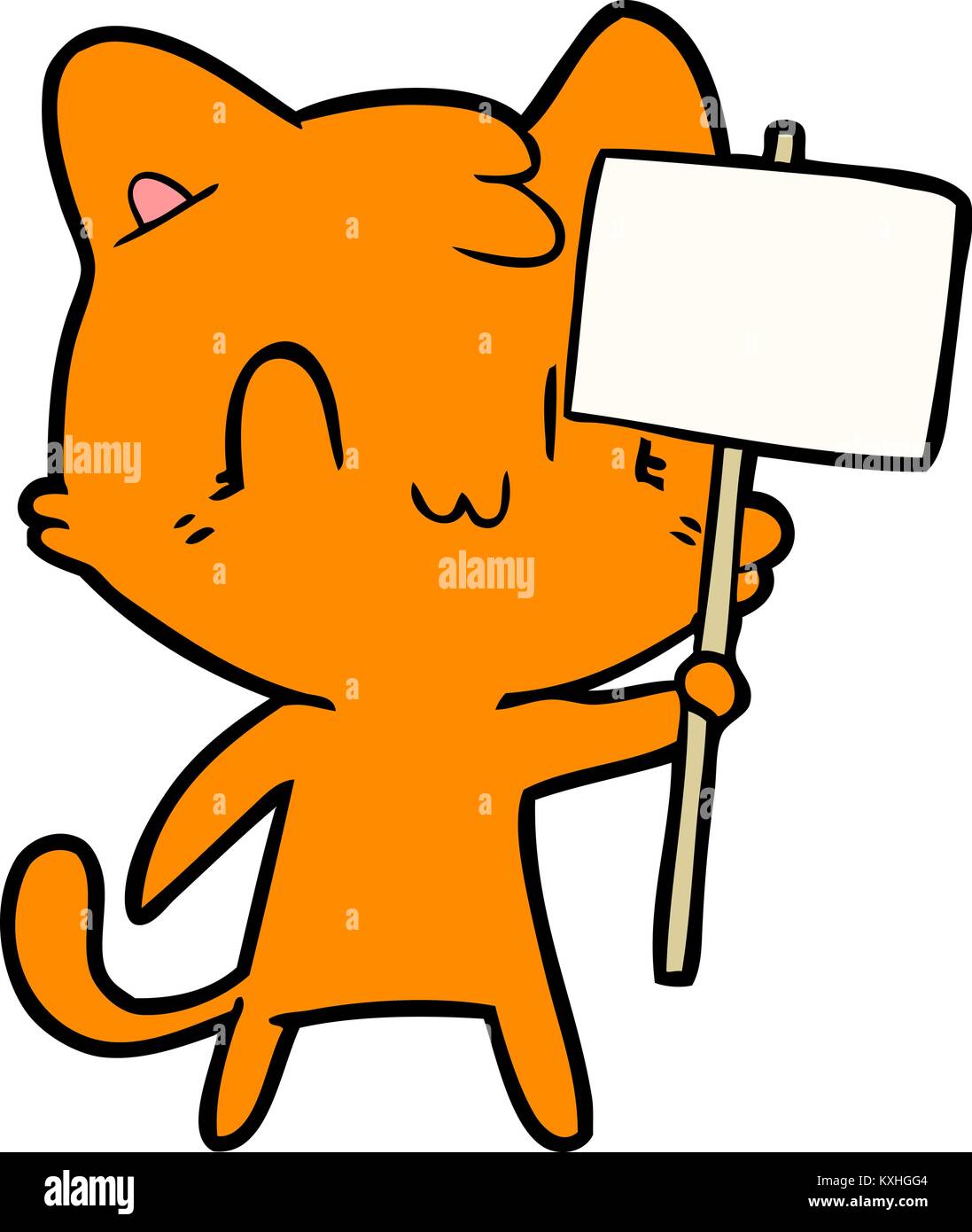 cartoon happy cat with blank sign Stock Vector Image & Art - Alamy