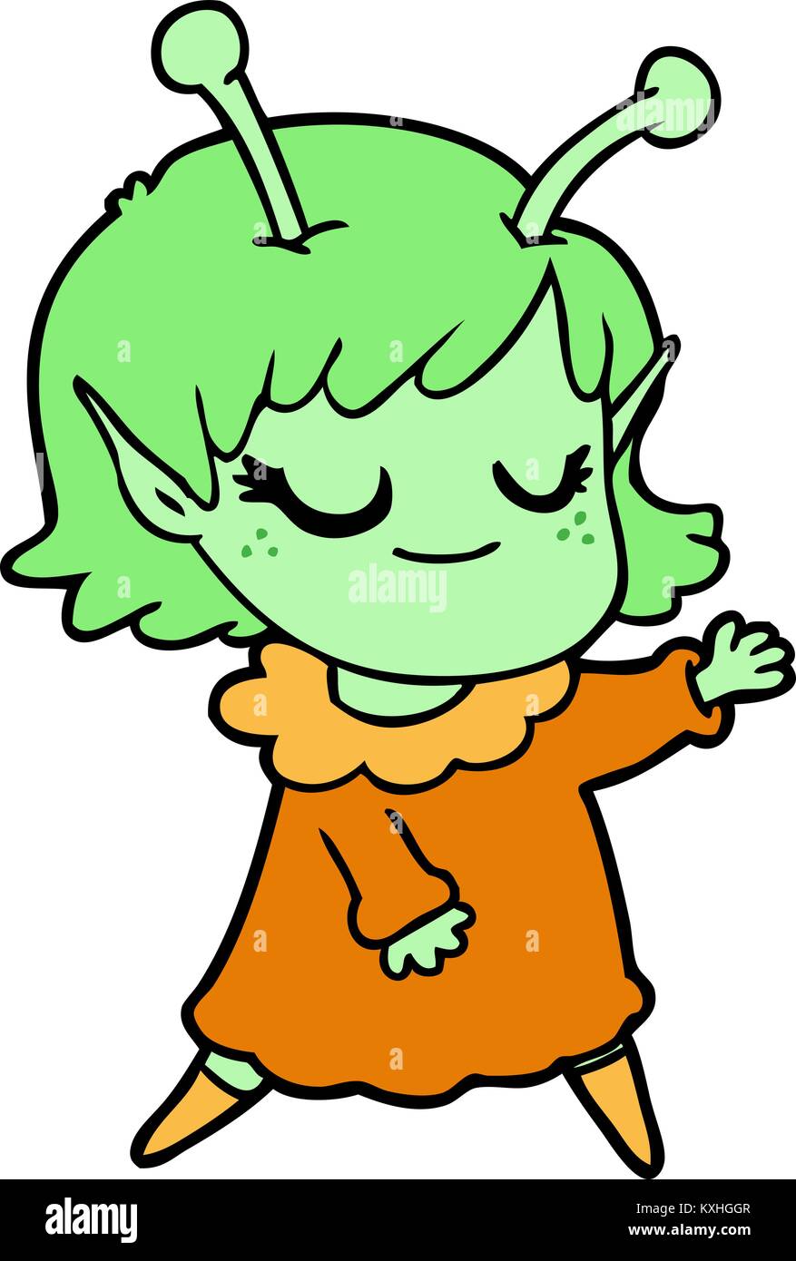 smiling alien girl cartoon Stock Vector Image & Art - Alamy