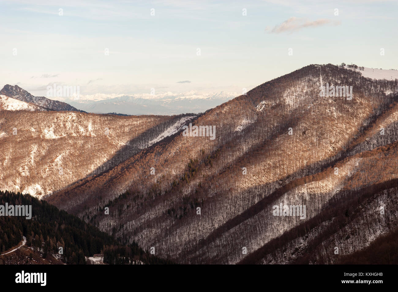 Snow covered hills in the north of Italy Stock Photo - Alamy