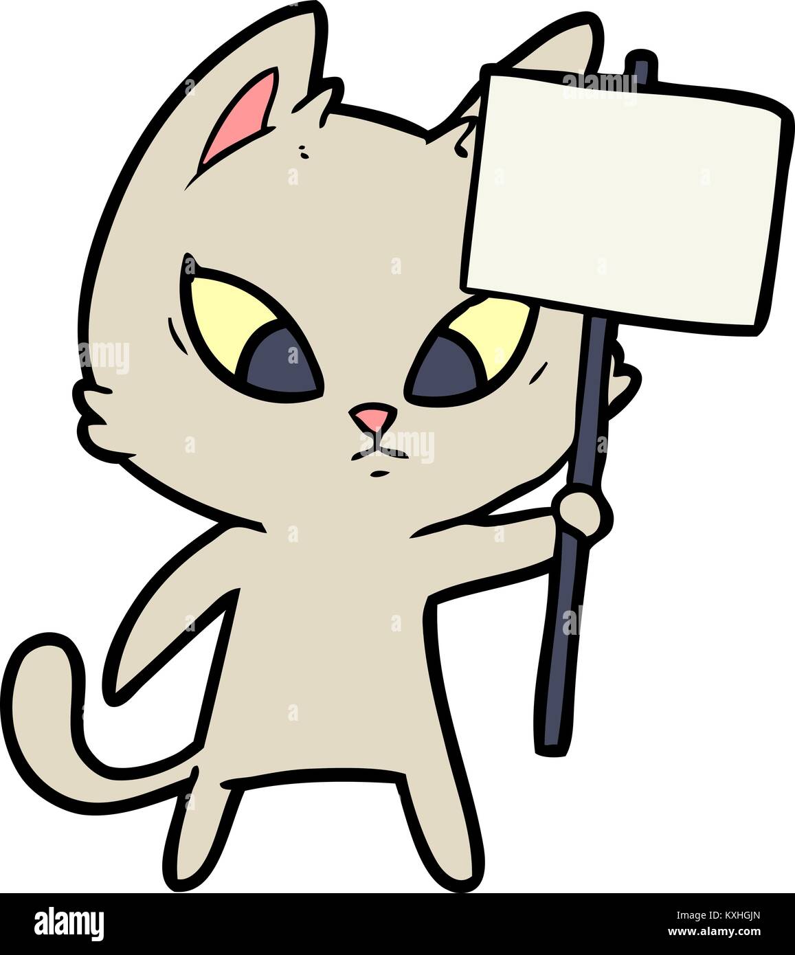 confused cartoon cat with protest sign Stock Vector Image & Art - Alamy