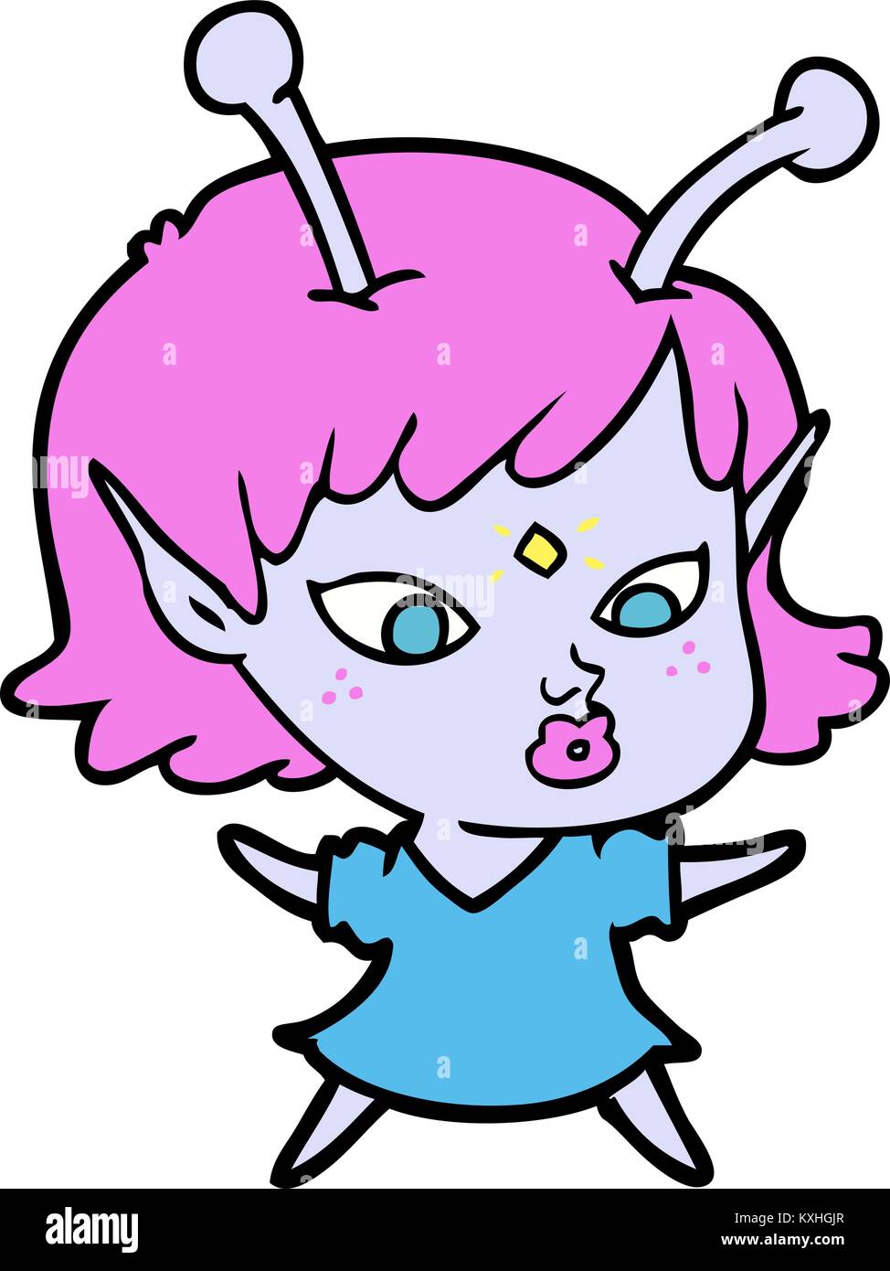 pretty cartoon alien girl Stock Vector Image & Art - Alamy