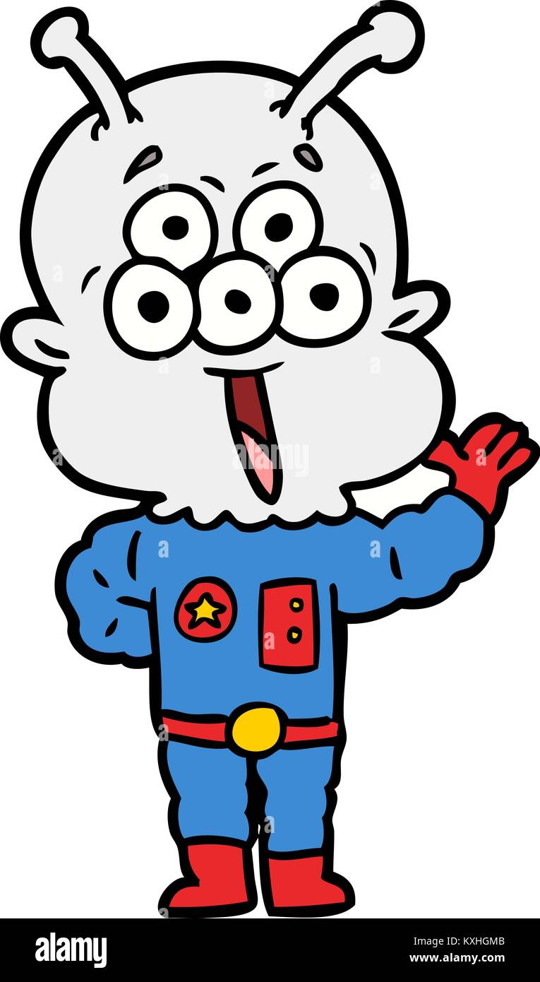 happy cartoon alien waving Stock Vector Image & Art - Alamy