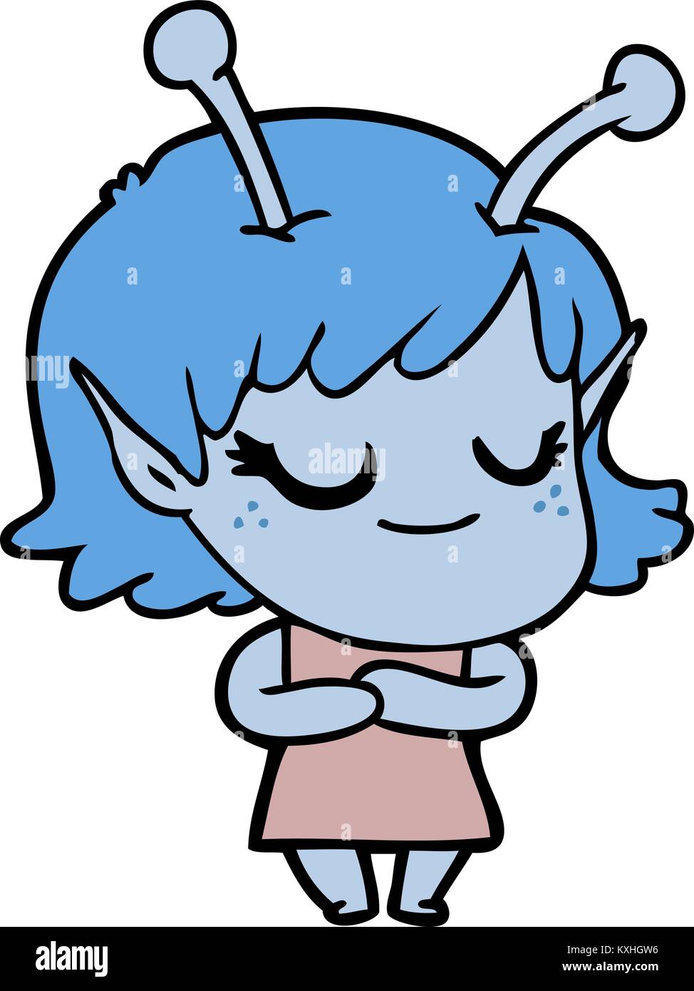 smiling alien girl cartoon Stock Vector Image & Art - Alamy