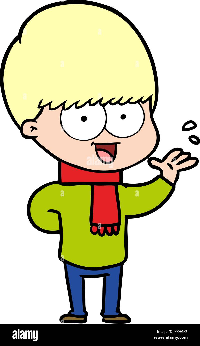 happy cartoon boy waving Stock Vector Image & Art - Alamy