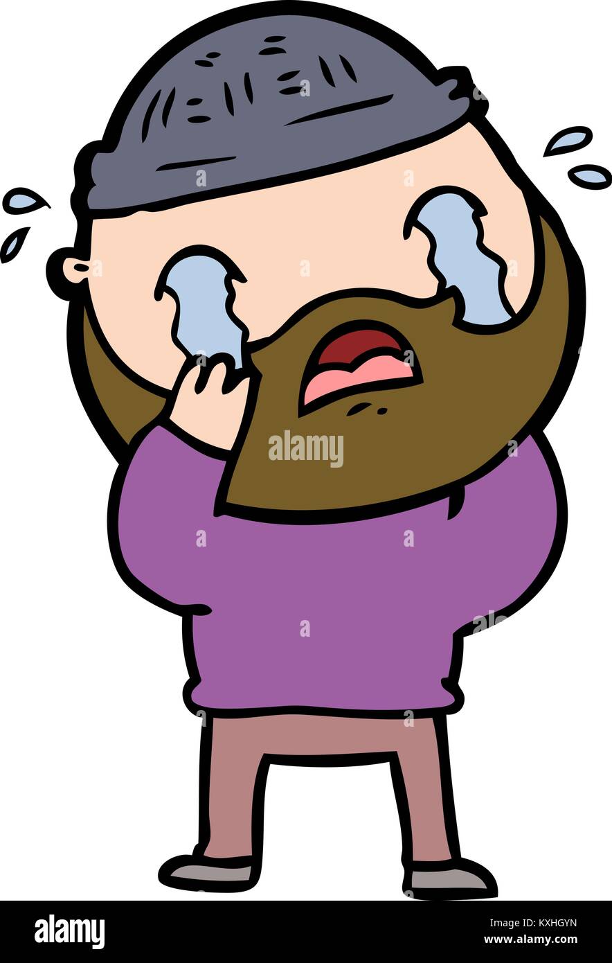 cartoon bearded man crying Stock Vector Image & Art - Alamy