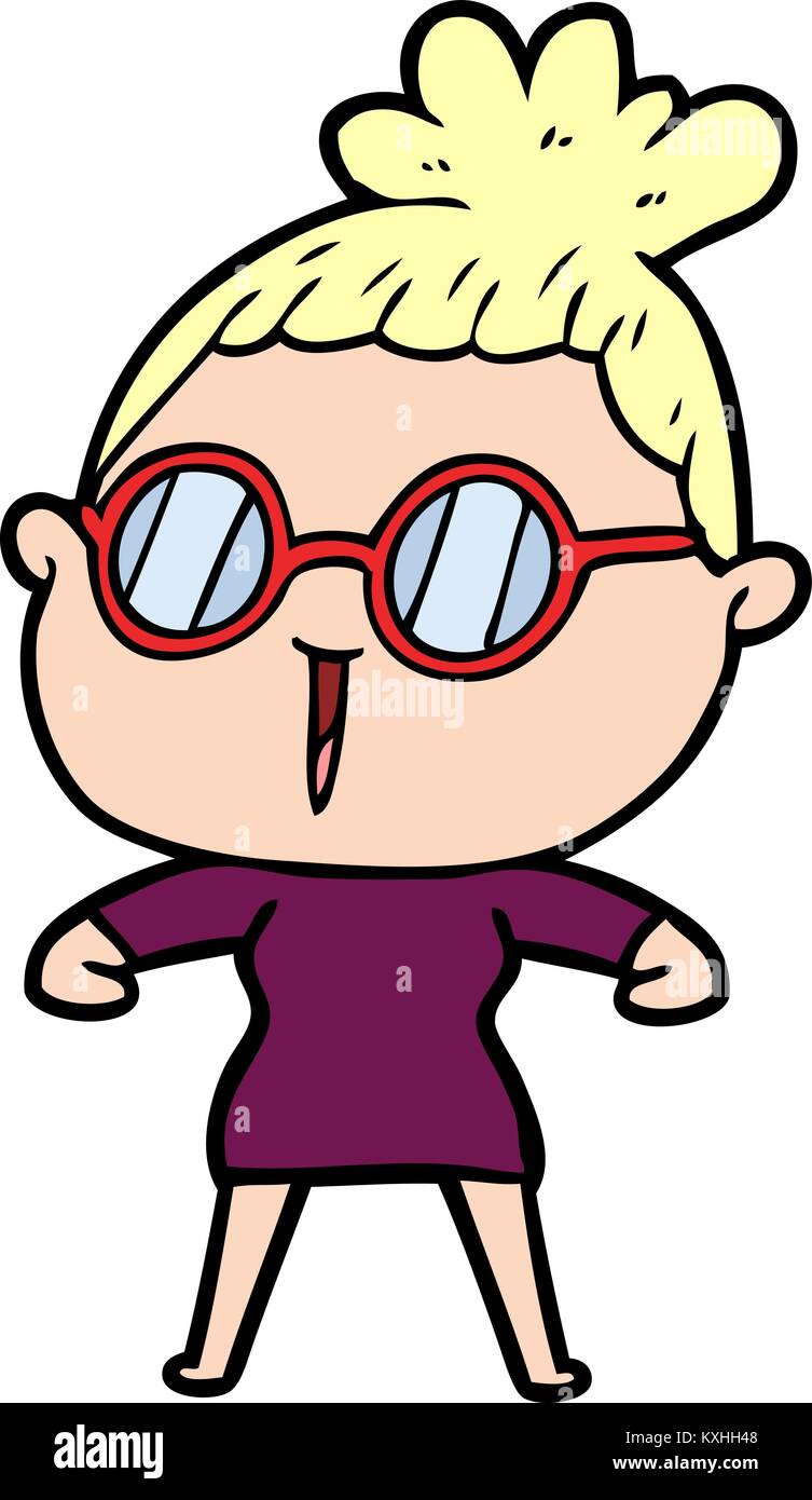 cartoon woman wearing spectacles Stock Vector Image & Art - Alamy