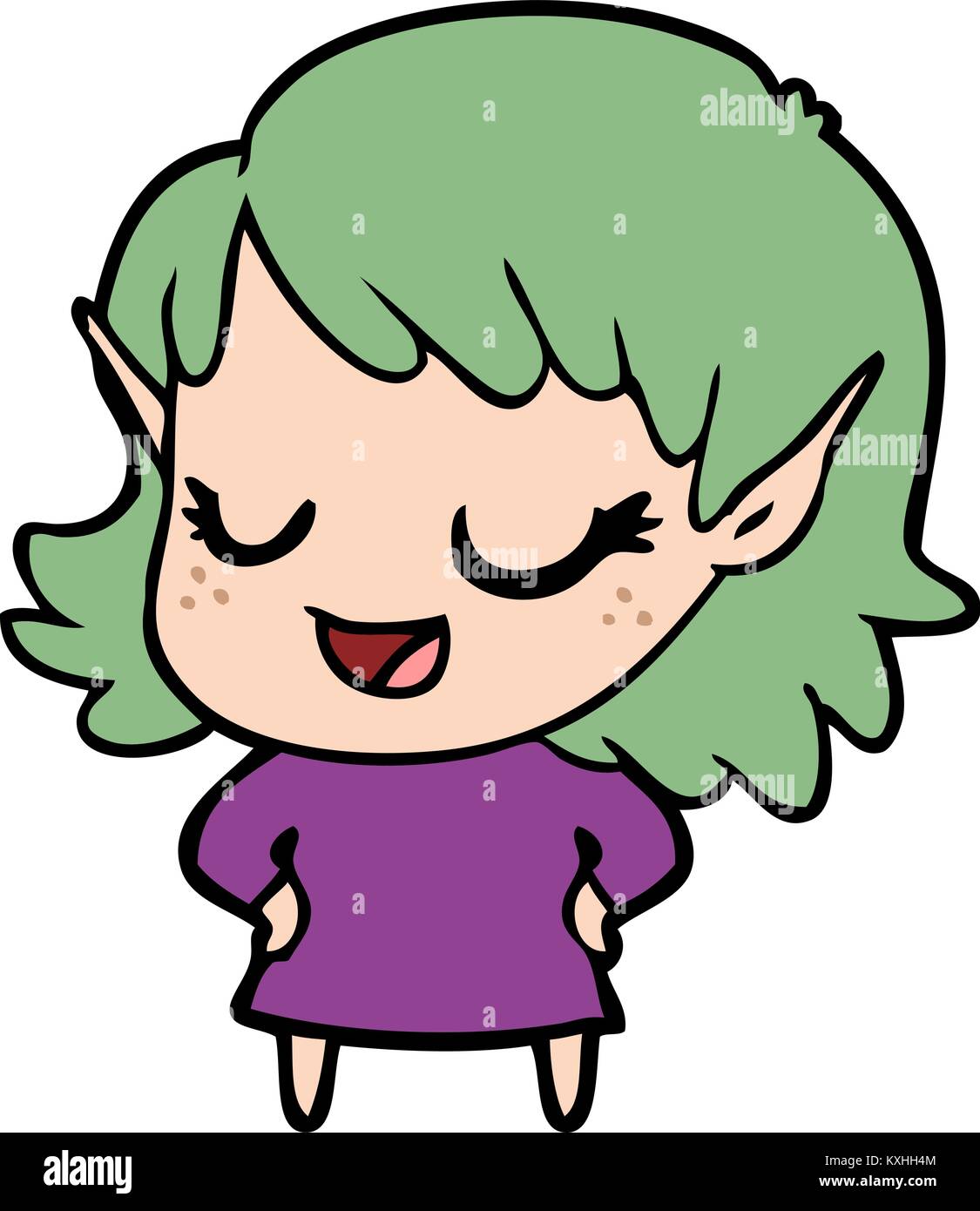 happy cartoon elf girl Stock Vector Image & Art - Alamy