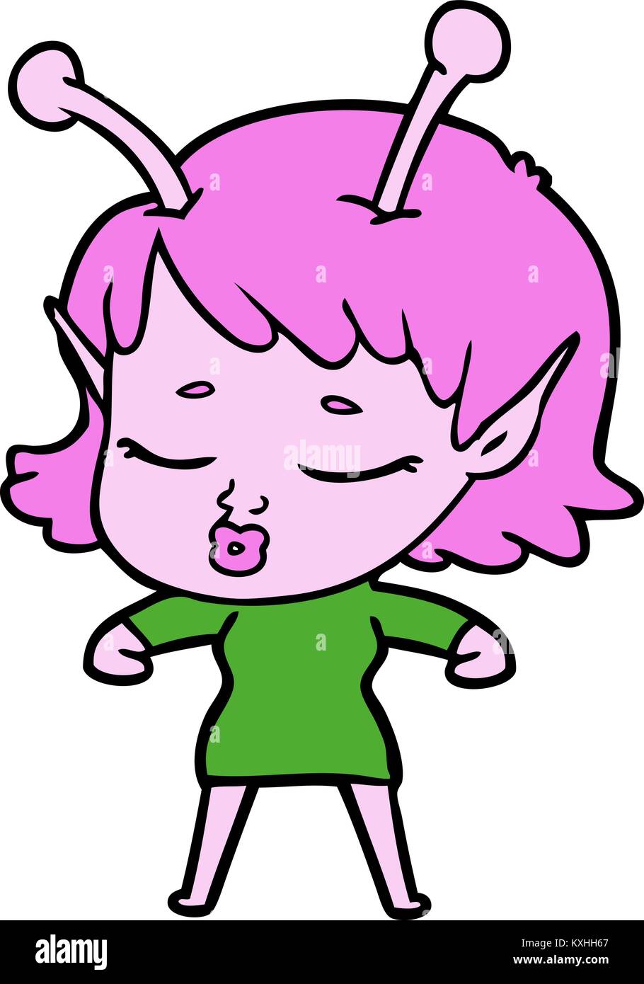 cute alien girl cartoon Stock Vector Image & Art - Alamy