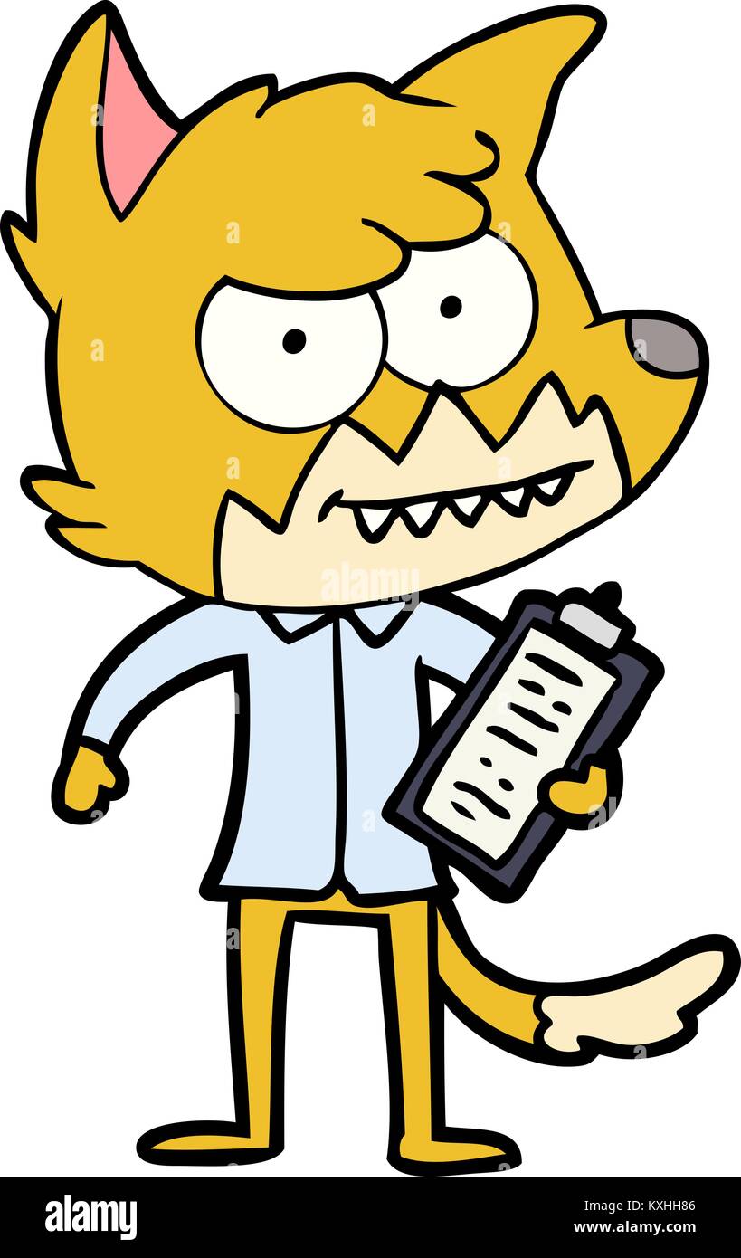 cartoon grinning fox with clipboard Stock Vector Image & Art - Alamy