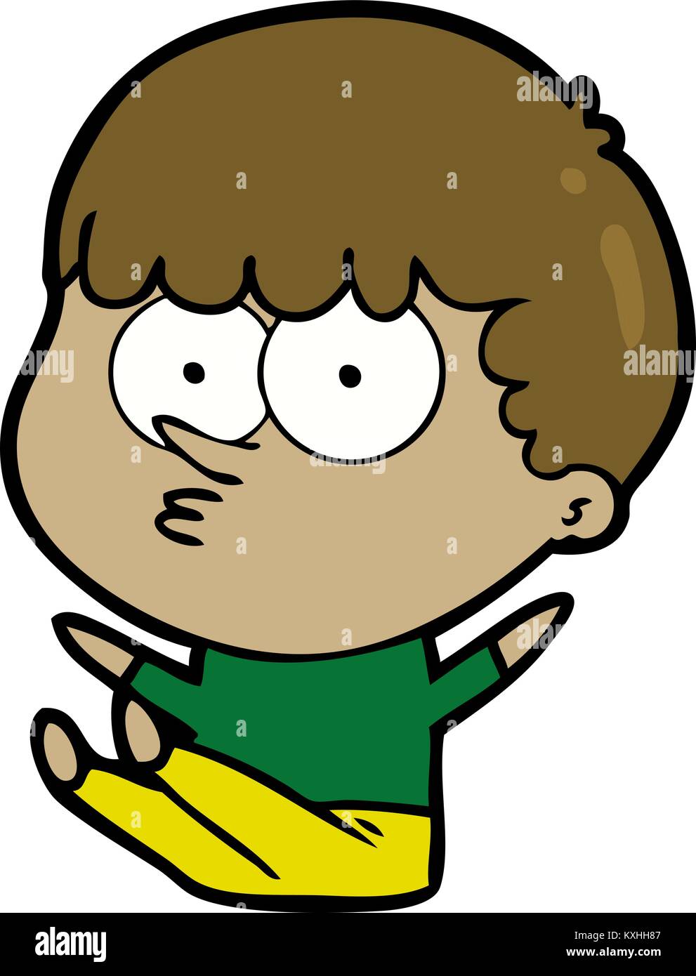 cartoon boy sat waiting Stock Vector Image & Art - Alamy