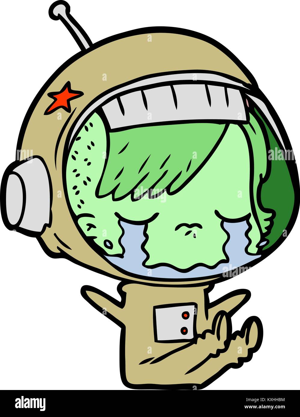 cartoon crying astronaut girl Stock Vector Image & Art - Alamy