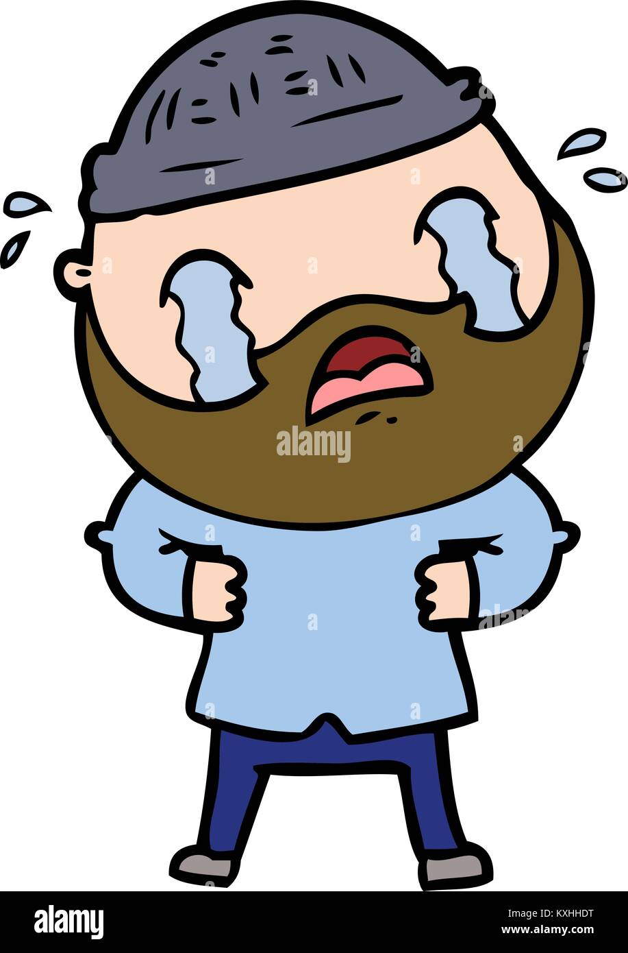 cartoon bearded man crying Stock Vector Image & Art - Alamy