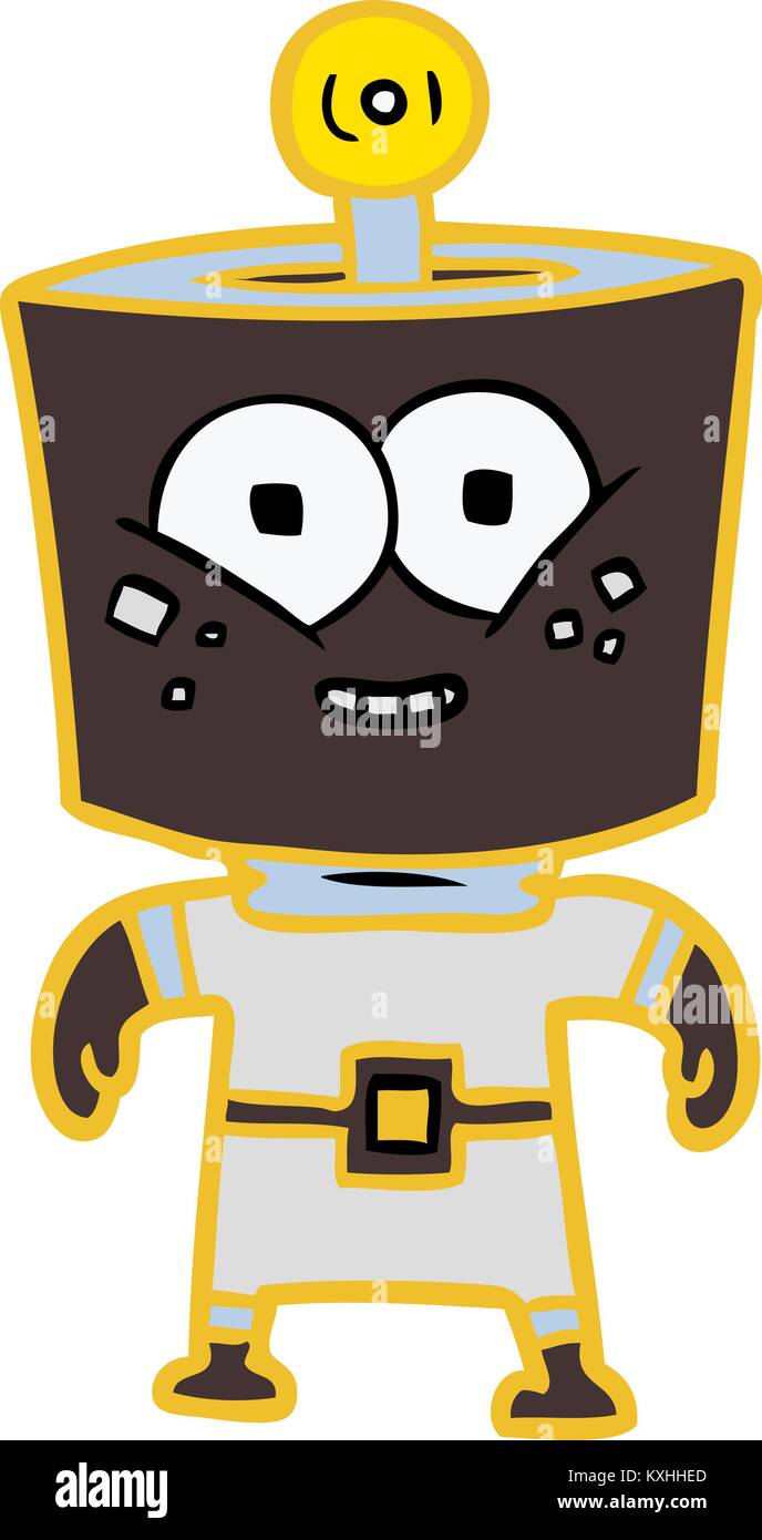 happy energized cartoon robot Stock Vector Image & Art - Alamy